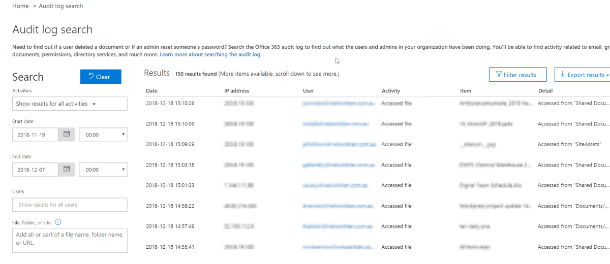 Retrieve Office 365 audit logs using Office Management API and Azure ...